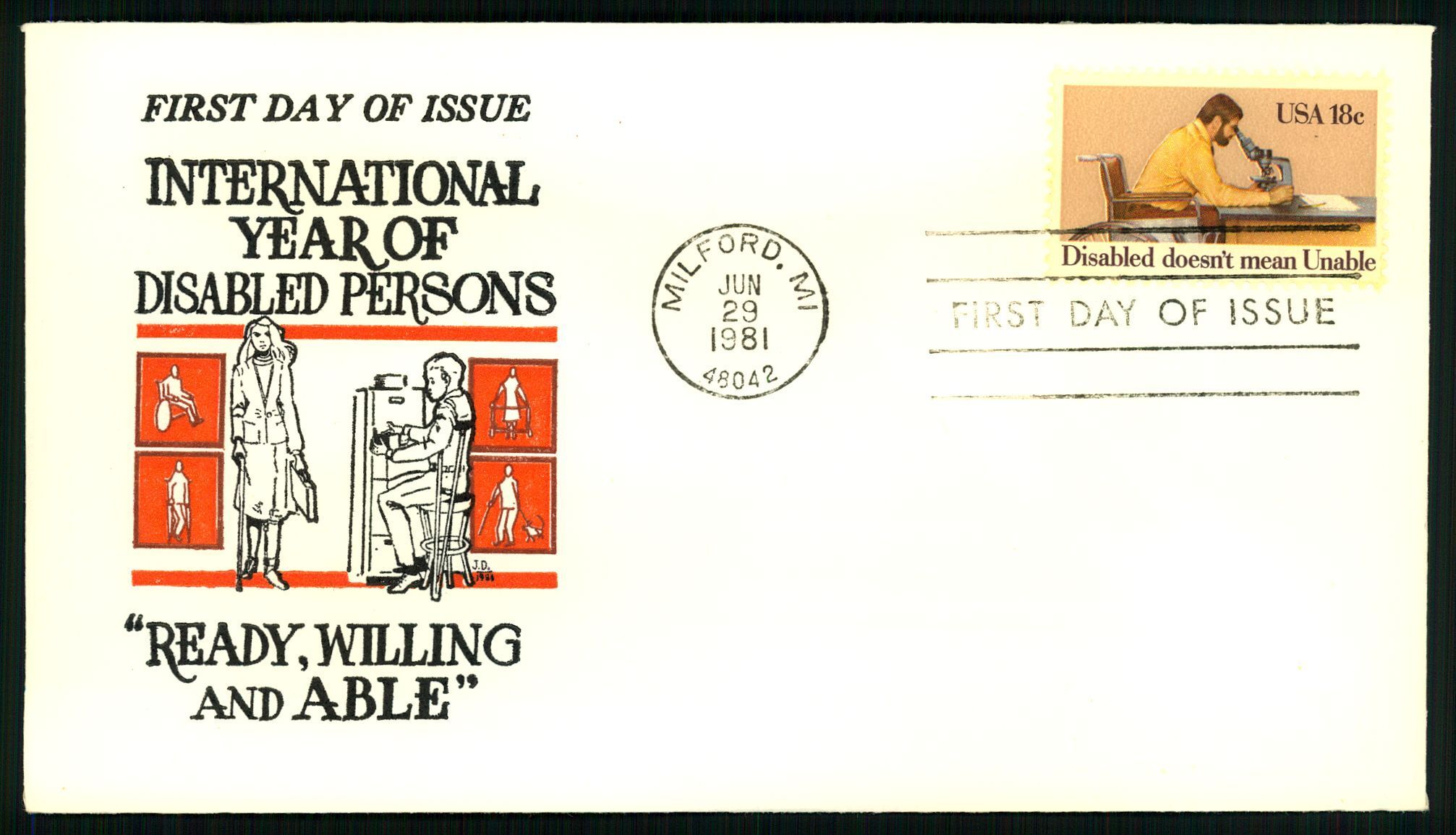 #1925 Disable Doesn't Mean Unable - Jack Davis Cachets MG | United ...