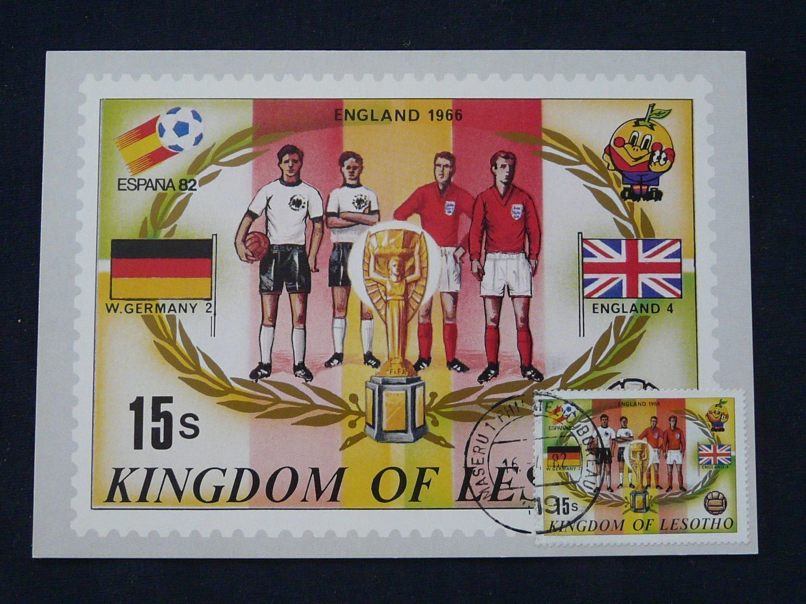 football world cup 1966 in England maximum card Lesotho 1982 ...