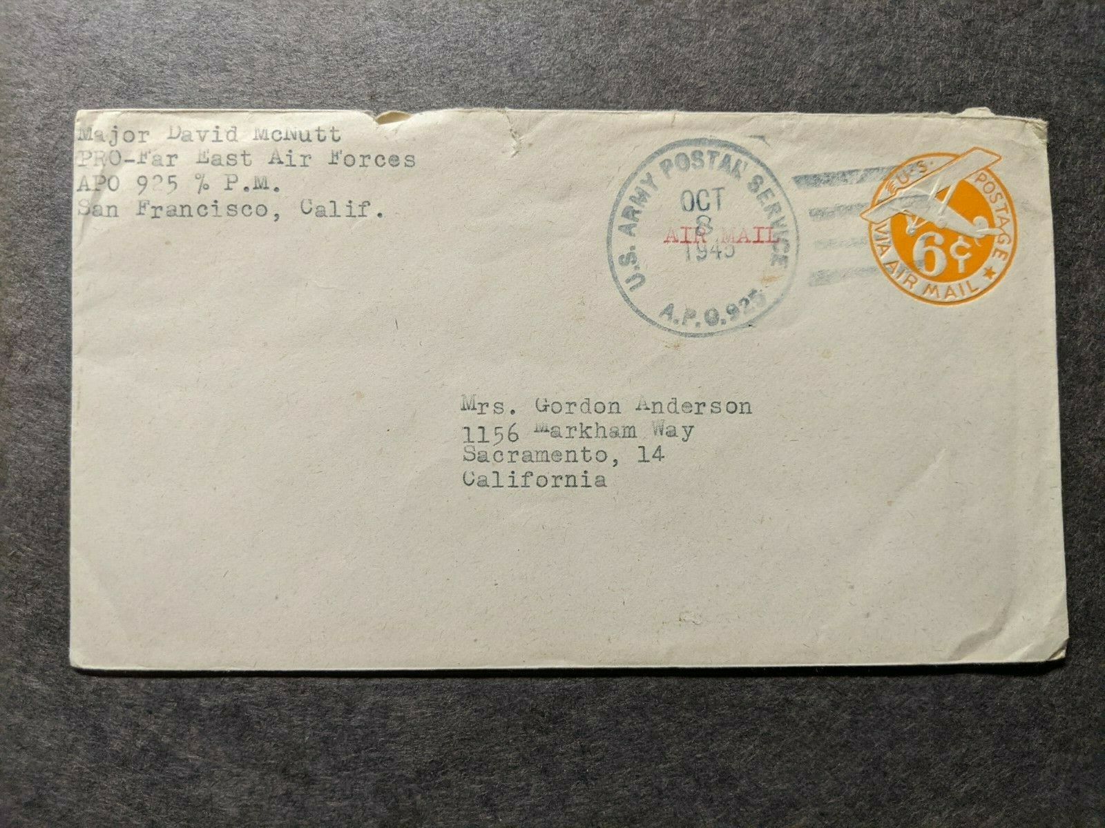 APO 925 FORT McKINLEY LUZON PHILIPPINES 1945 Army PRO Far East Air ...