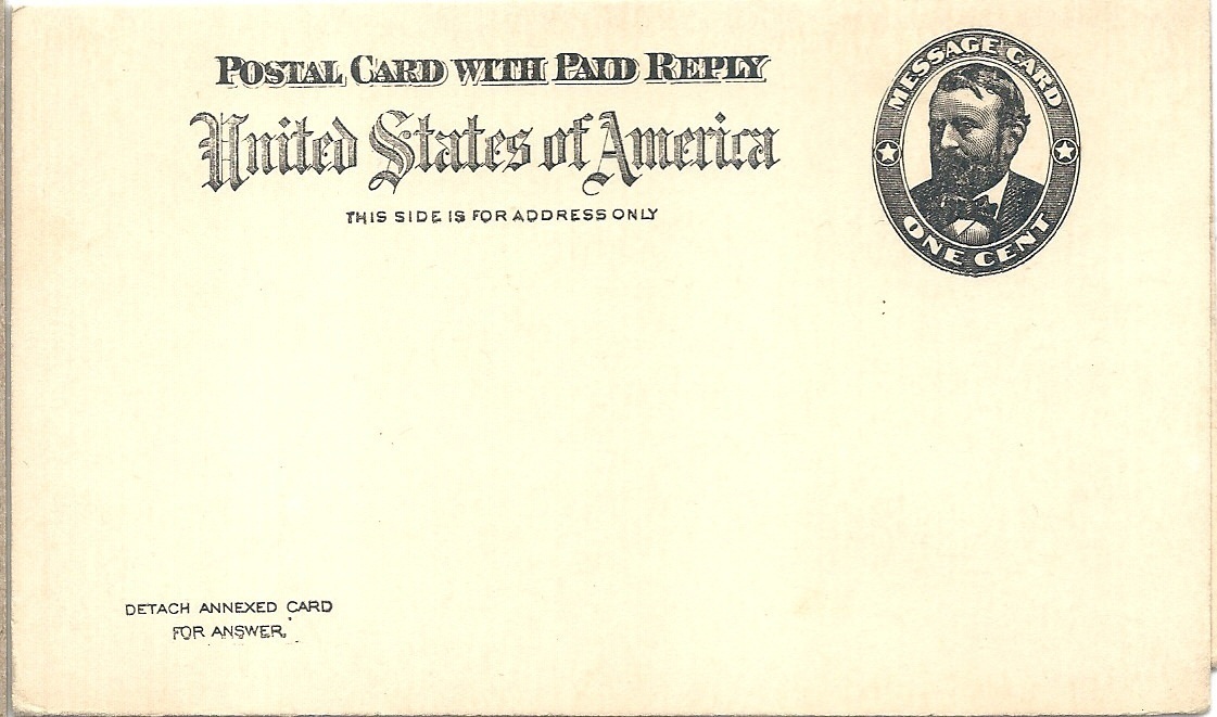 Scott# UY3 Folded US Postal Reply Card | United States, Postal Cards ...