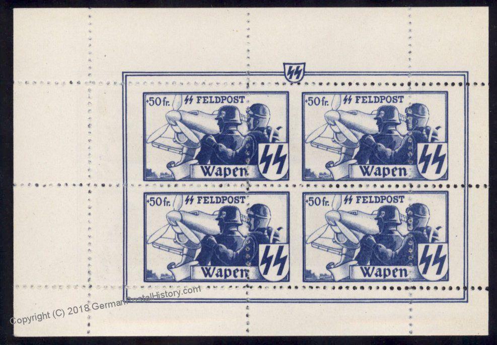 Germany 1944 Belgium SS Legion Langemark Error Feldpost Stamp Sheet ...