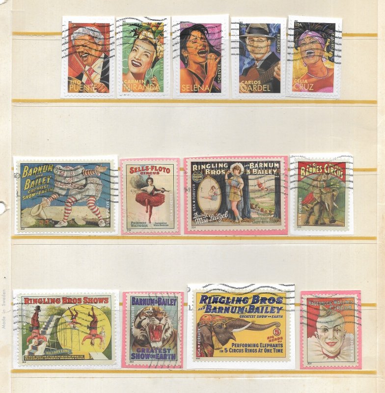 U.S.#4497-01 Latin Music Legends, #4898-4905 Circus Posters 2 Complete ...
