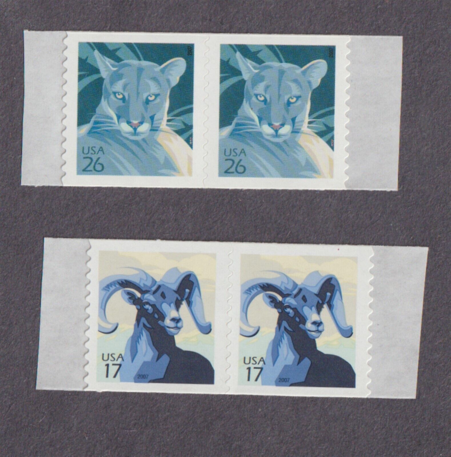 Pair 17c Sheep, 26c Panther US 4140, 4141 Both Solid Tag Rare Lot (2 ...