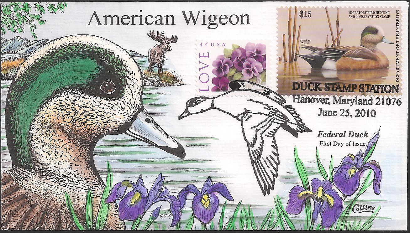 Collins Hand Painted Combo FDC for the 2010 Self-Adhesive Federal Duck ...