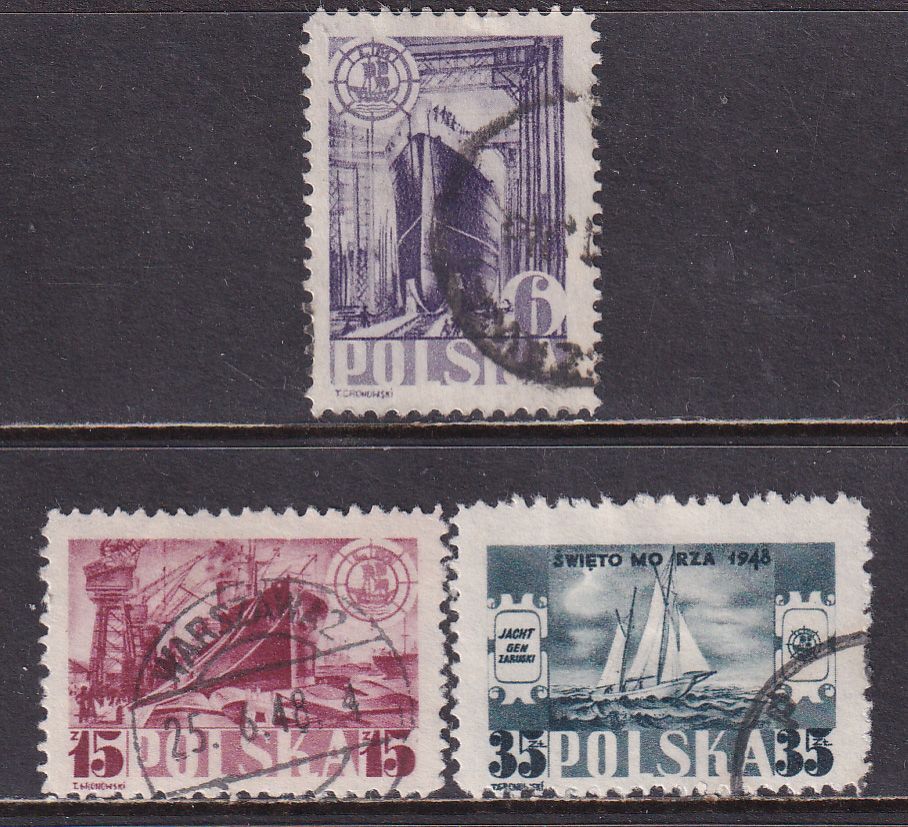 Poland 1948 Sc 420-2 Polish Merchant Marine Ships Freighter Stamp Used ...