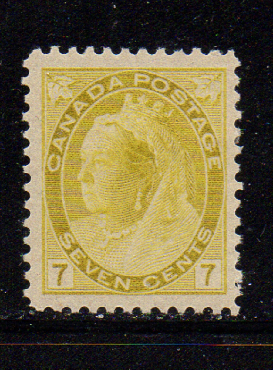 Canada Sc 81 1902 7 c yellow Victoria numeral stamp mint | Canada ...