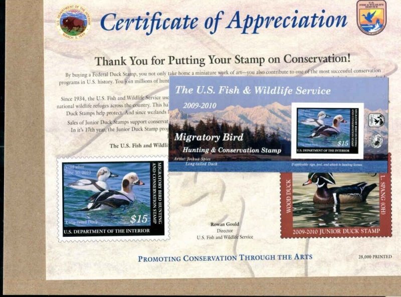 # RW76A Long-tailed Duck Stamp & Certificate of Appreciation PO Fresh ...
