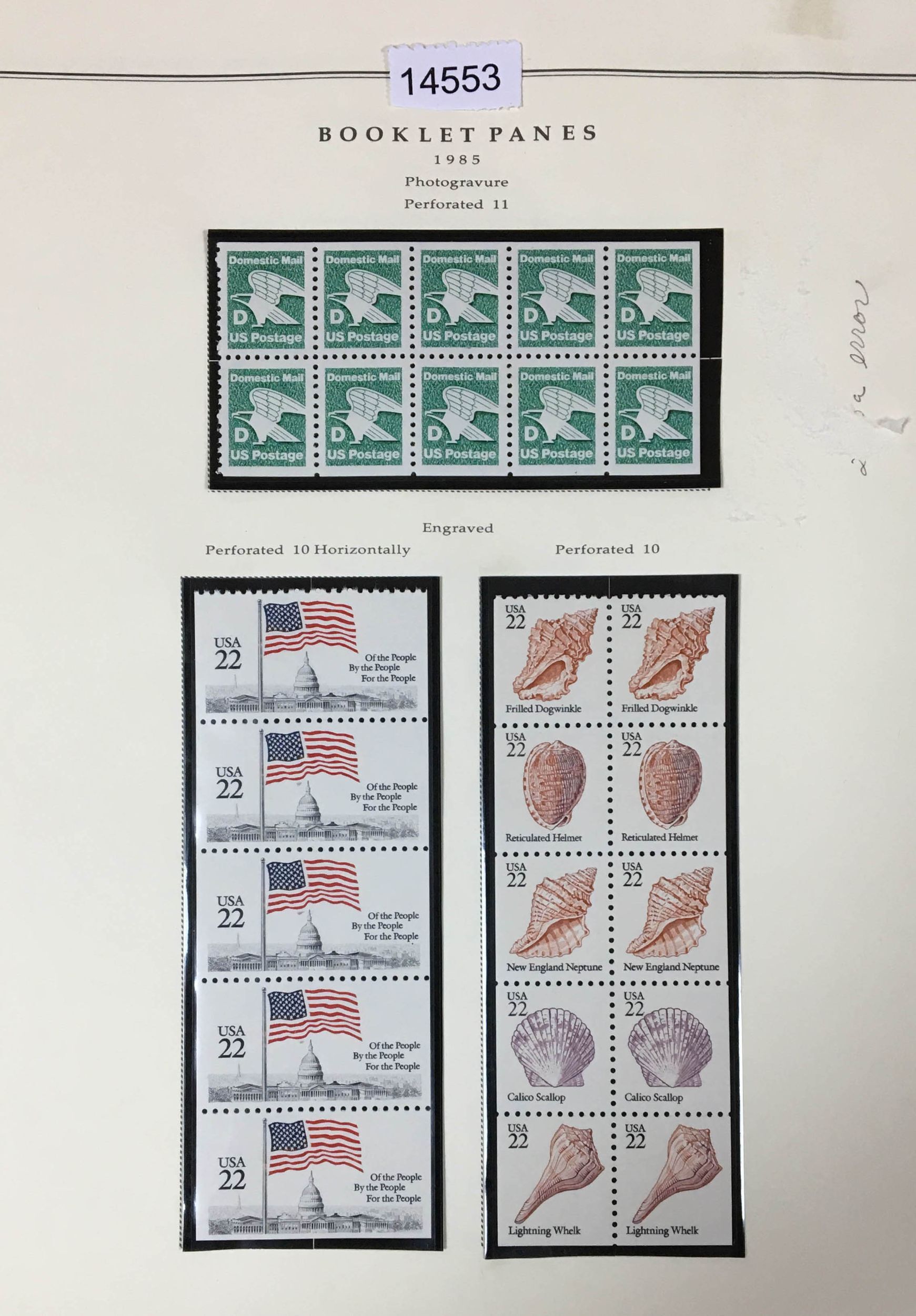 US Stamps # Booklet Panes Collection Mint OG 8 Pages LOT #14553 ...