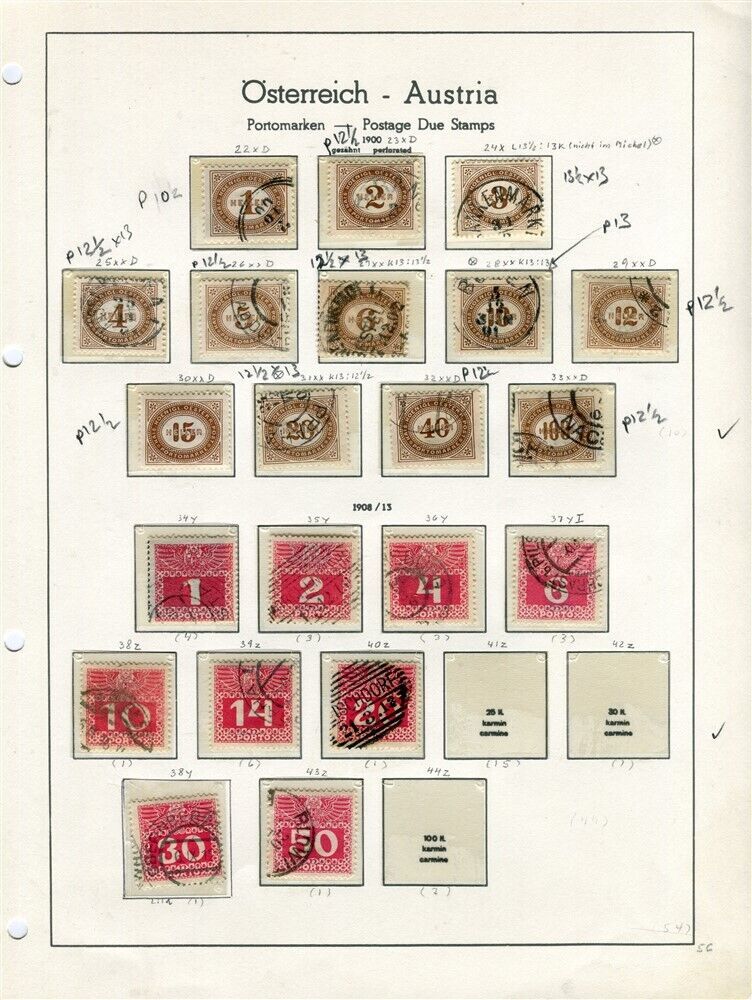 AUSTRIA; 1900-08 early Postage Due issues fine used SET of values ...