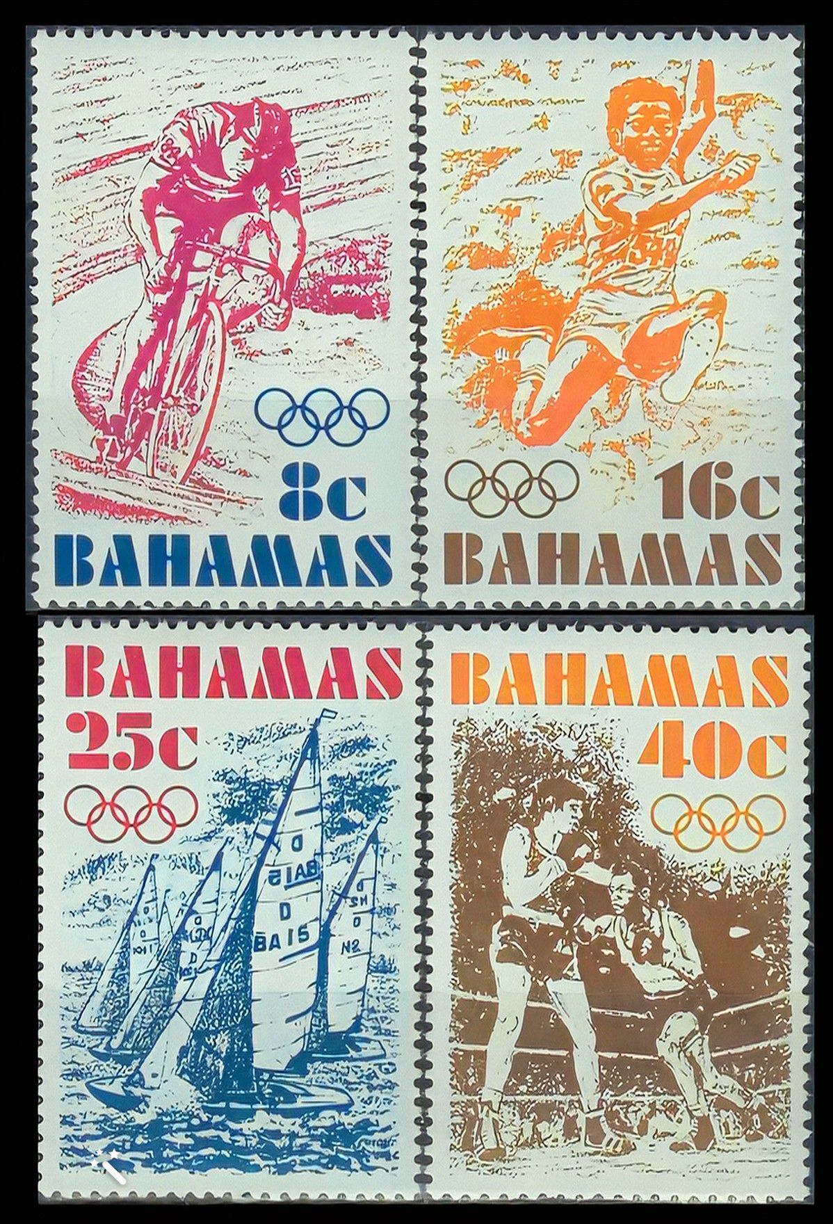 Bahamas 1976 Sc#388/391 Montreal Olympics/Bicycling/Sailing/BOX Set (4) MMH | Caribbean ...