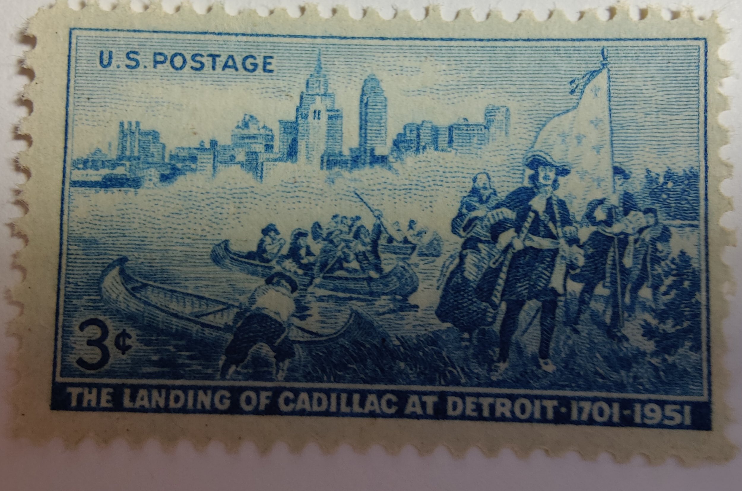 Scott #1000 Cadillac Landing in Detroit Issue Single Mint Never Hinged ...