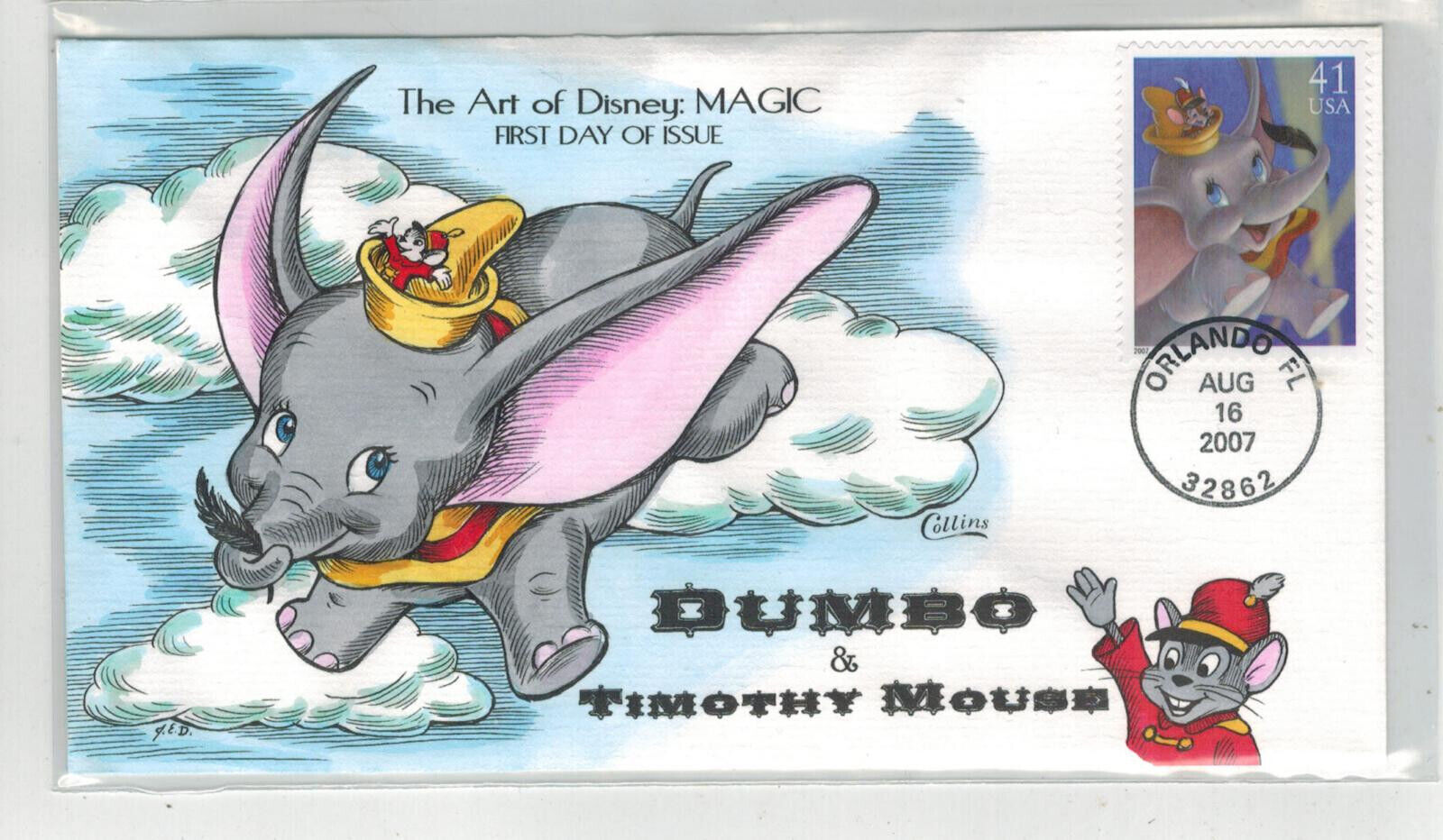 2007 Collins Handpainted ART of Disney Magic Dumbo Elephant & Timothy ...