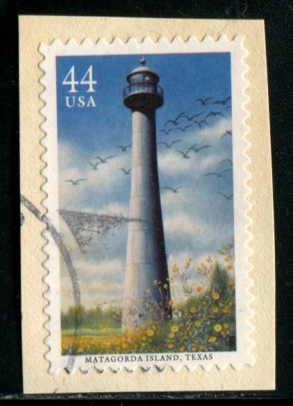 4409 US 44c Matagorda Island Lighthouse SA, used on paper | United ...