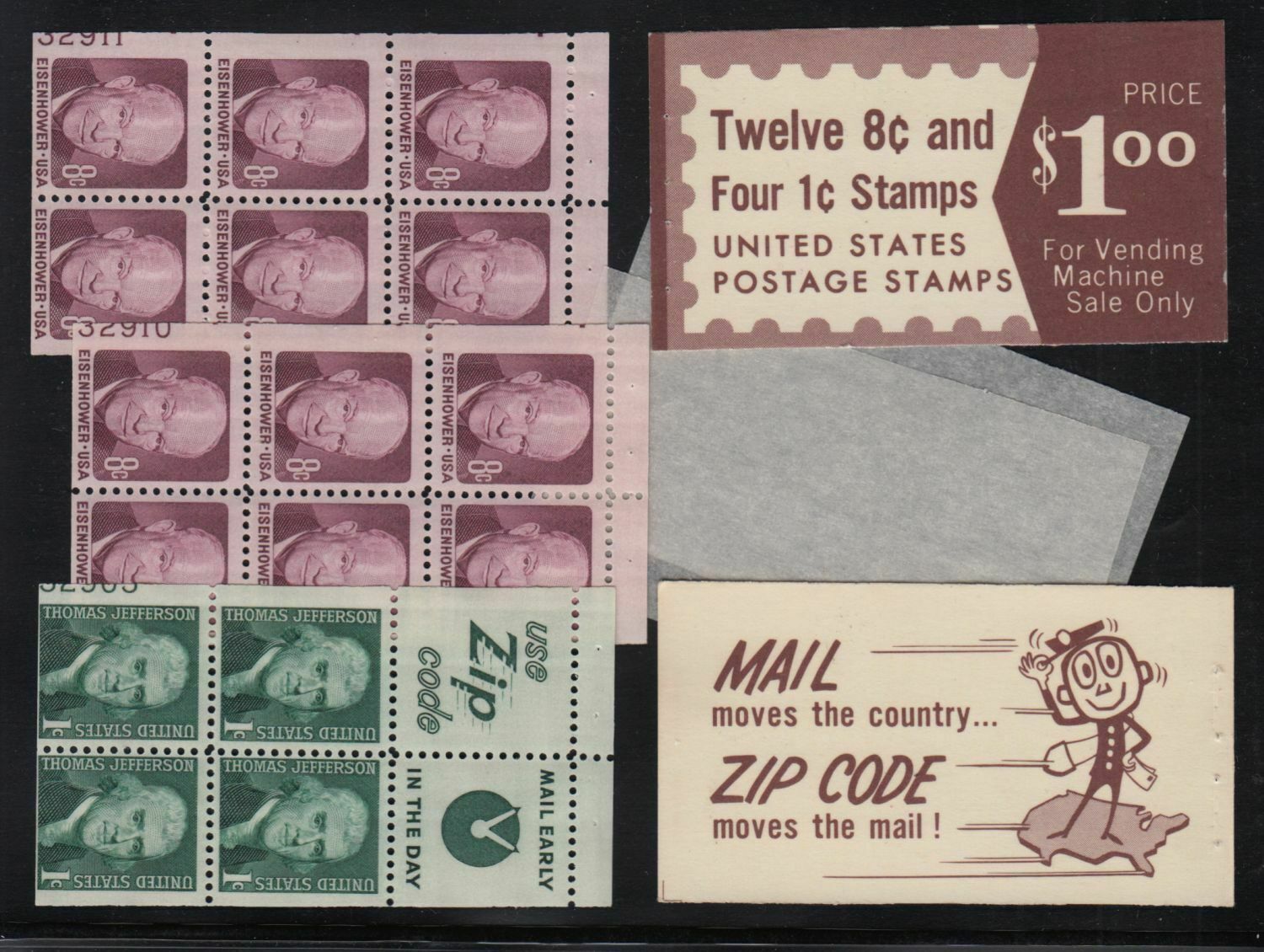 1971 Eisenhower booklet Sc BK122 exploded, 60% plate numbers 1395b ...