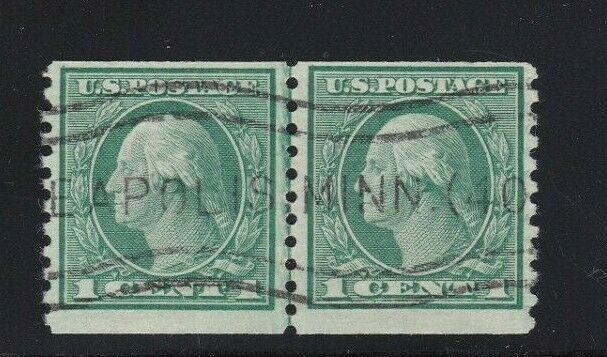 US Stamp Sc #452 Used Line Pair - $200 CV - Repaired Tear on Left Stamp ...