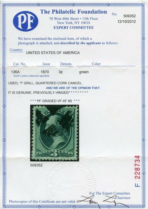 #136A Used-VF-XF 85 W/ PF Cert (Optional: Add $14 for 1 Day Express) (1 ...