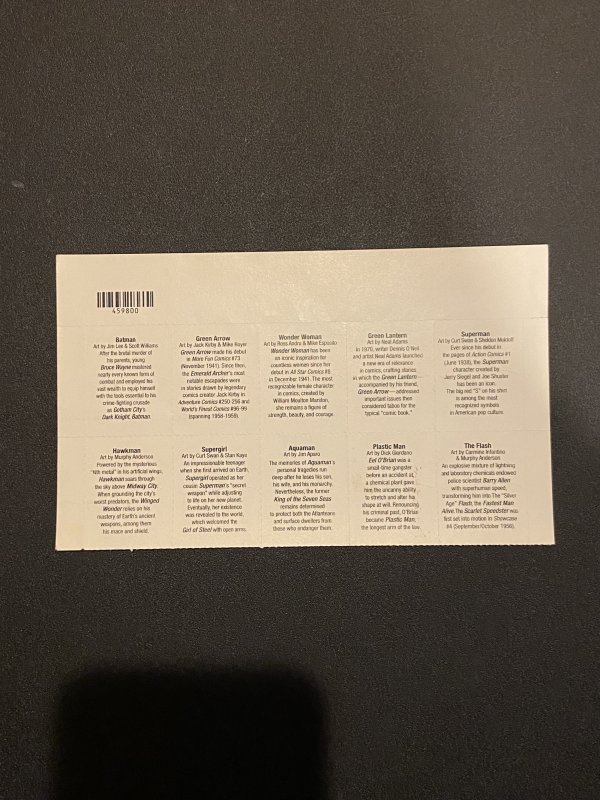 2005 USPS DC Comics Super Heroes, Chapter One 1/2 Sheet, 10 $.0.39 ...