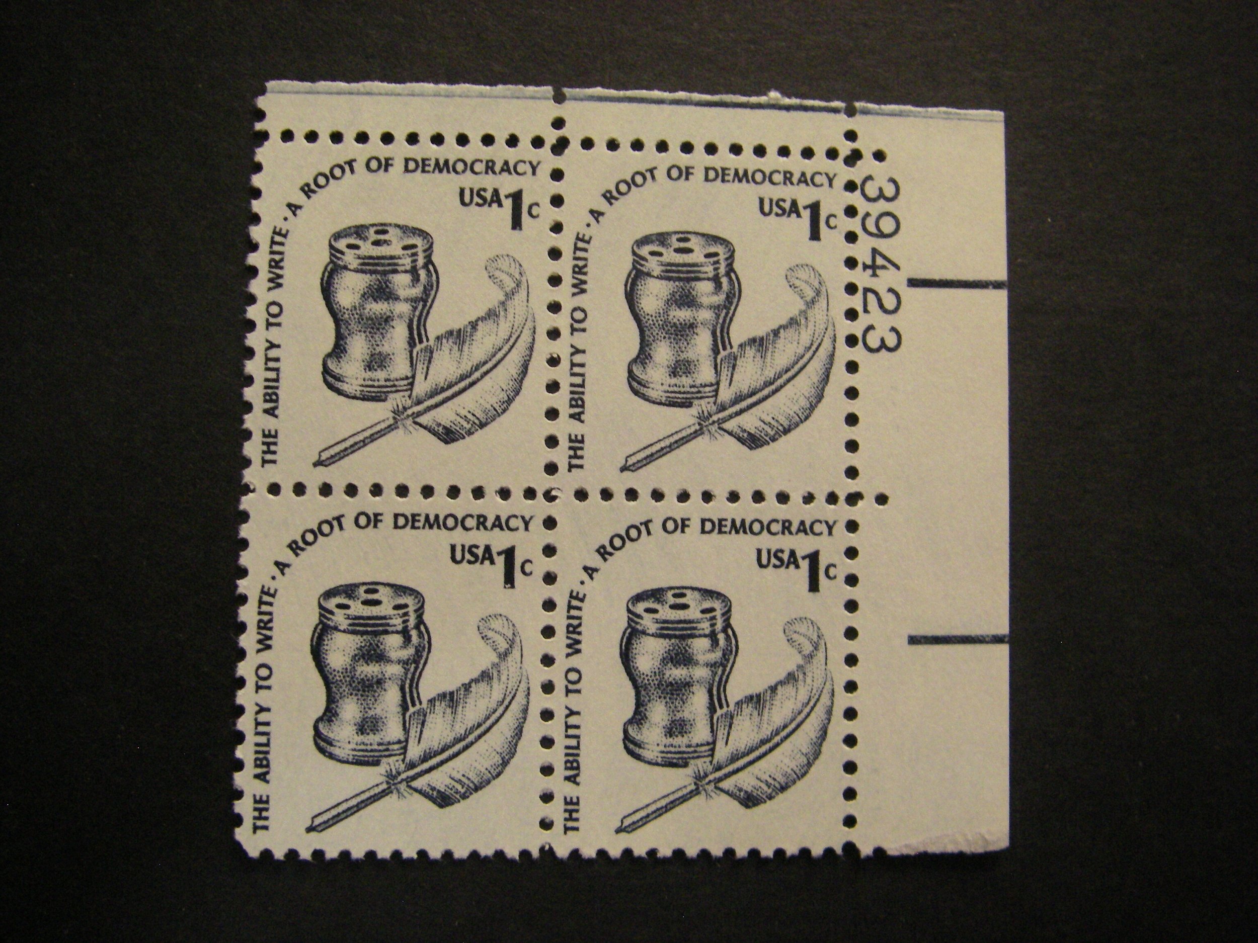 Scott 1581, 1c Inkwell & Quill, PB4 #39423 UR, MNH Americana Beauty ...