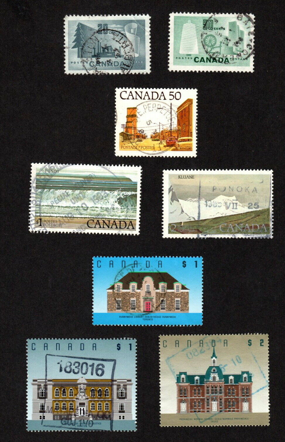 Canada 8 Different Used High Value Stamps 50 Cent to $2 Denominations ...