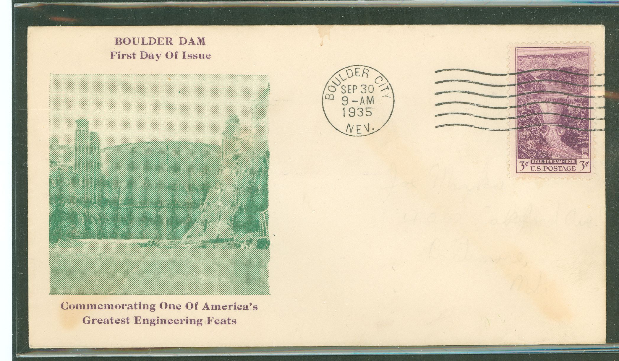 US 774 1936 3c Boulder Dam dedication Commemorative stamp on an ...