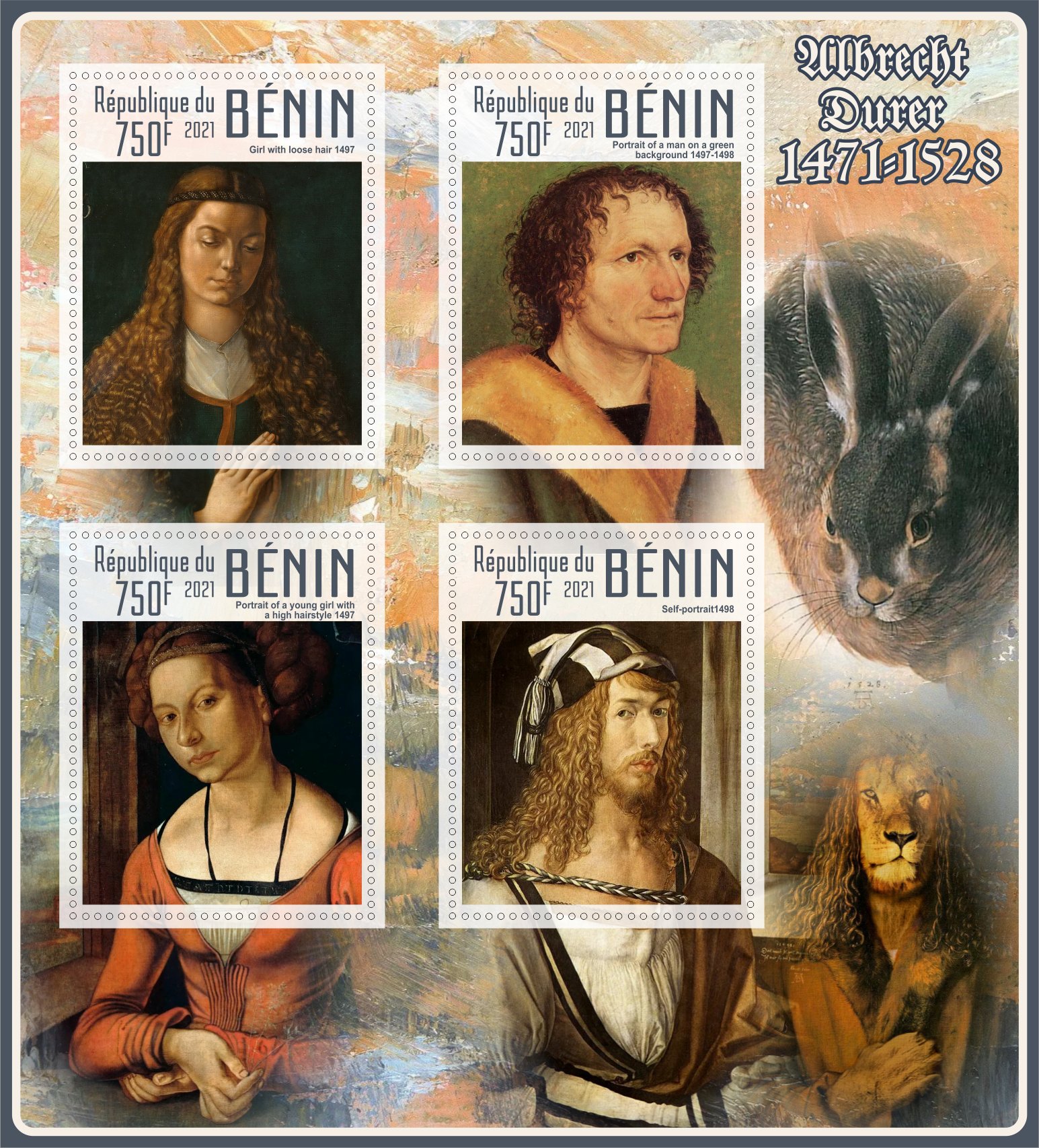 Stamps.Art. Painting. Albercht Durer 1+1 sheets perf Benin | Africa ...