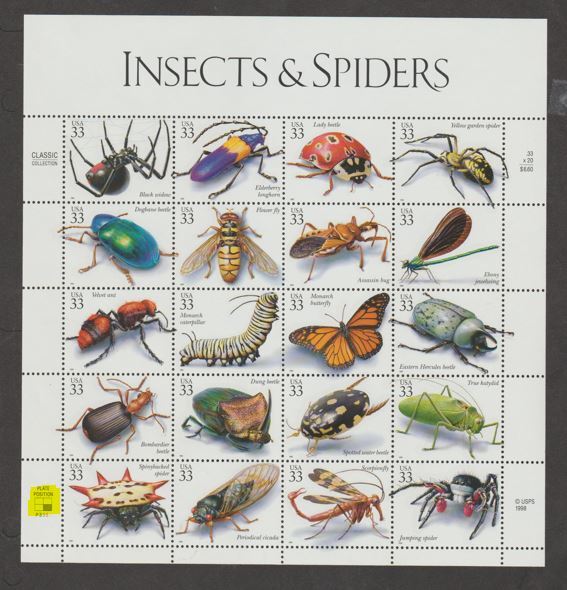 U.S. Scott #3351 Insects & Spiders - Highlighted LR P3333 Plate - Mint ...