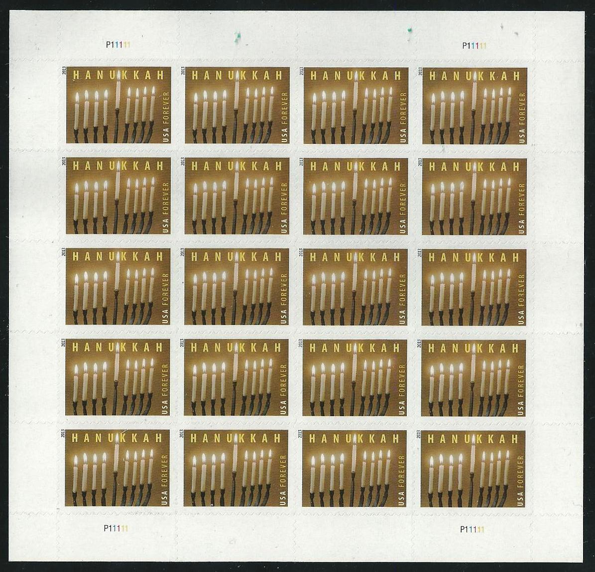 PCBstamps US #4824 Sheet $9.200(20x{46c})Hanukkah, 2013, MNH, (PCB-0 ...