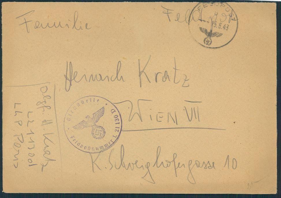 3rd Reich Germany 1943 Luftwaffe Fallschirmjaeger-Regiment 4 Feldpost ...