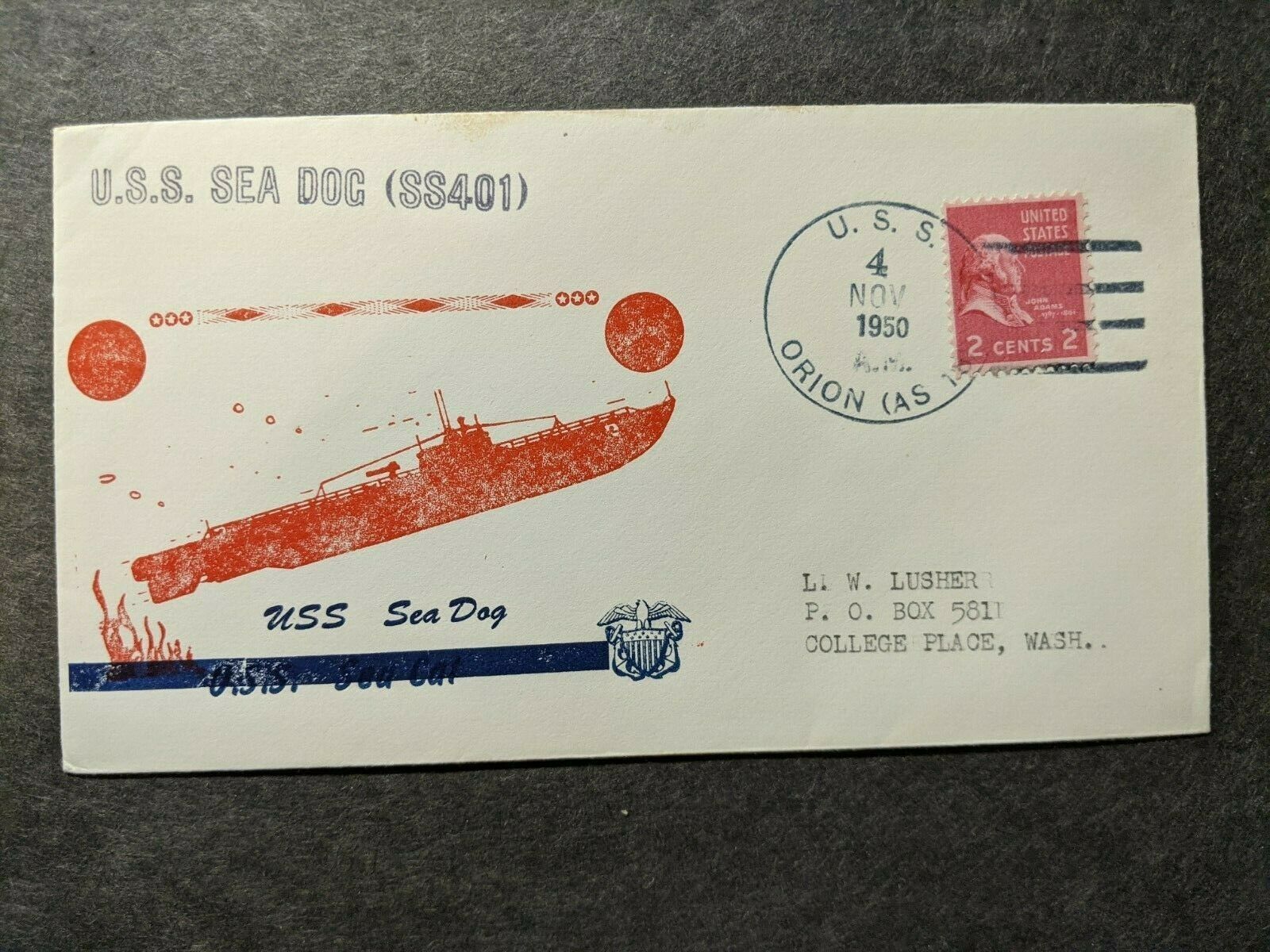 Submarine USS SEA DOG SS-401 Naval Cover 1950 Cachet USS ORION | United ...