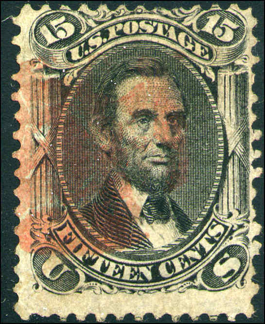 1868 US Stamp #98 15c Very Thin Used Red Cancel Catalogue Value $575 ...