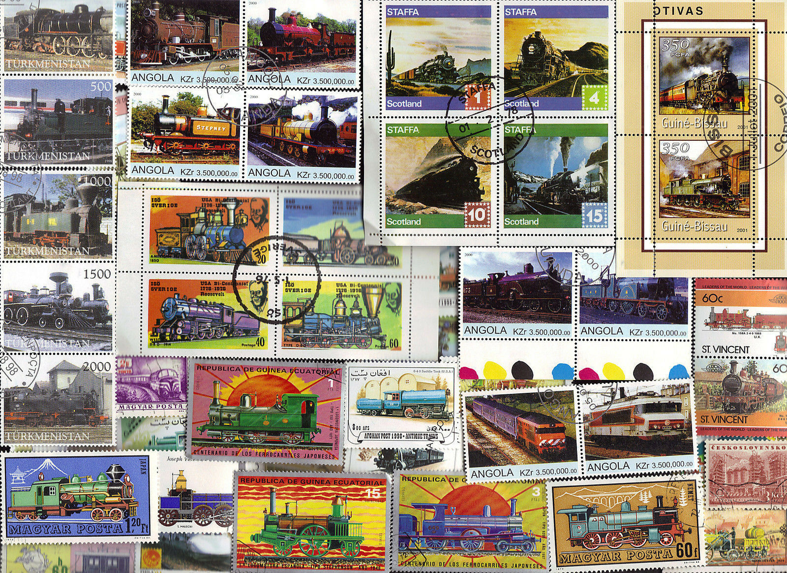 300 All Different TRAINS on Stamps, A HUGE COLLECTION / HipStamp
