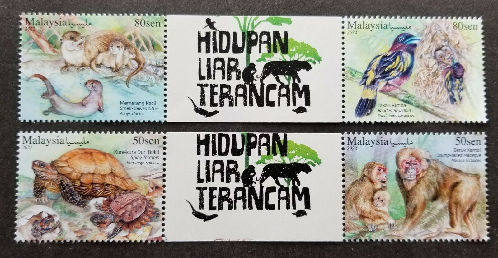 Malaysia Endangered Wildlife 2022 Bird Turtle Monkey Otter (stamp title ...
