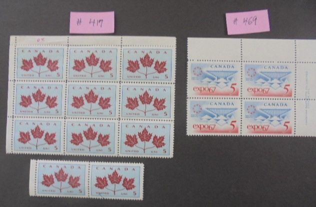 Canada #469 Plate Block/4 & #417 Block of 6 & #417 Stip/ 2 --All Mint ...