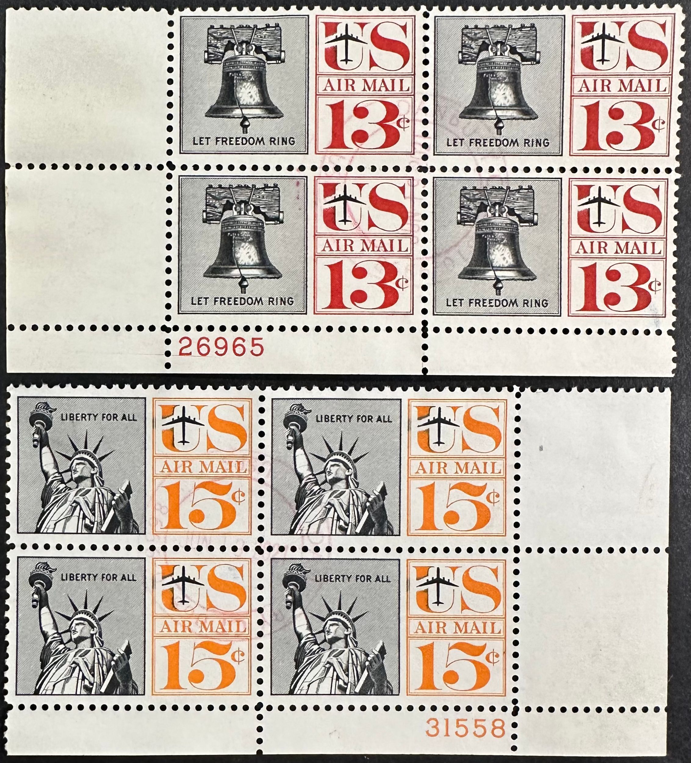US C62-C63 Used PB4 Airmail - Liberty Bell and Statue of Liberty 1961 ...