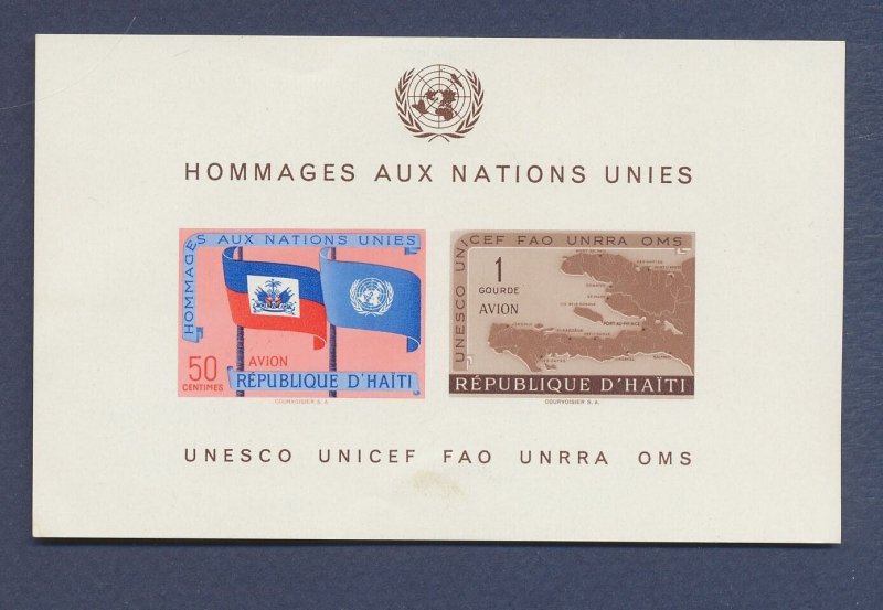 HAITI - Scott C135a - unused hinged S/S - UN, Flag, Map - 1958 ...