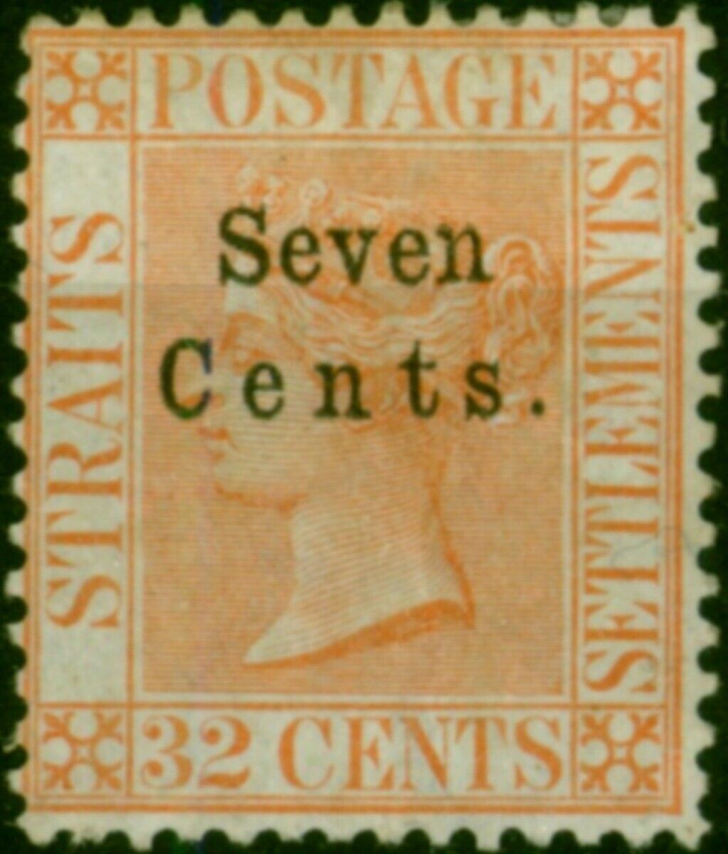 Straits Settlements 1879 7c on 32c Pale Red SG21 Fine MM | Asia ...