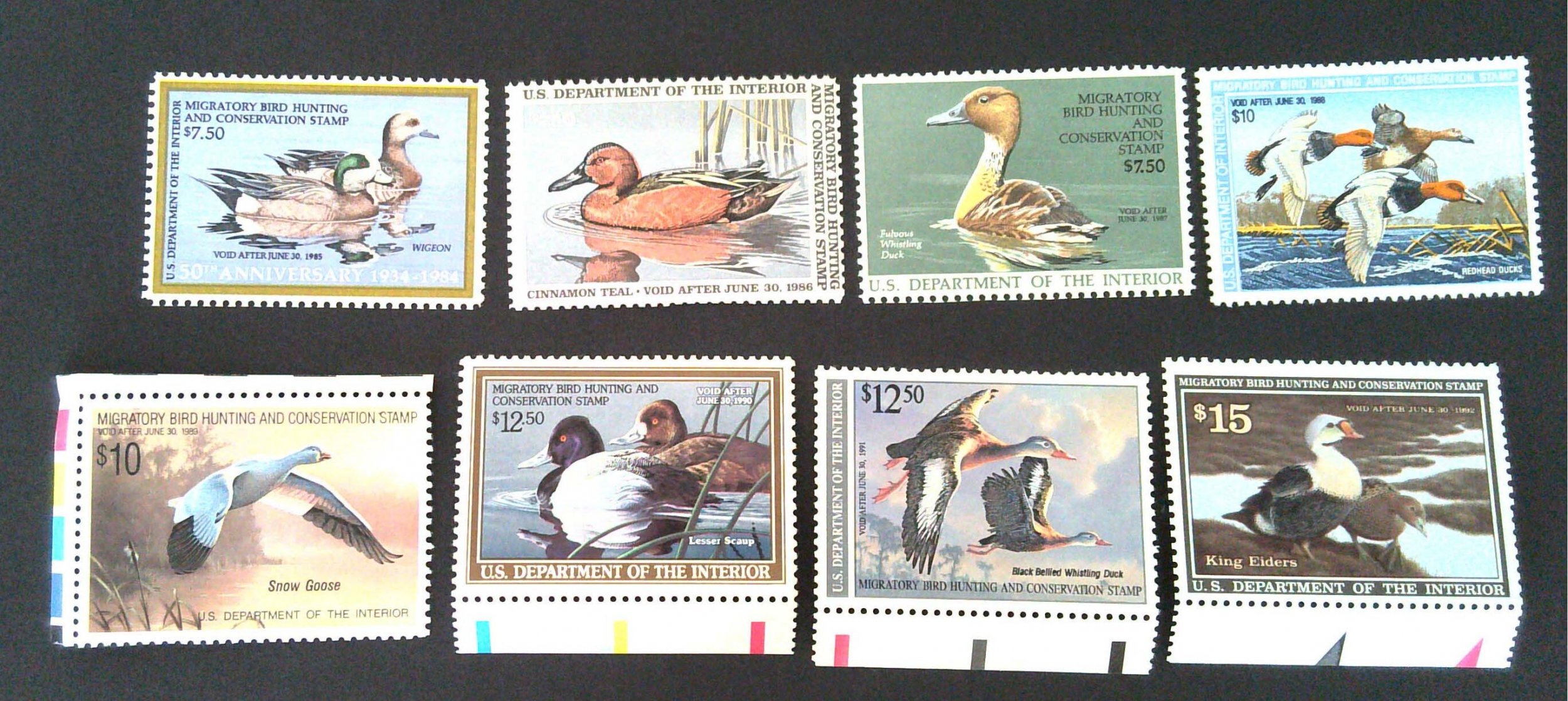 Scott #RW51-58 - Hunting Permit Stamp Lot - Mixed OG & MNH - 1984-91 ...