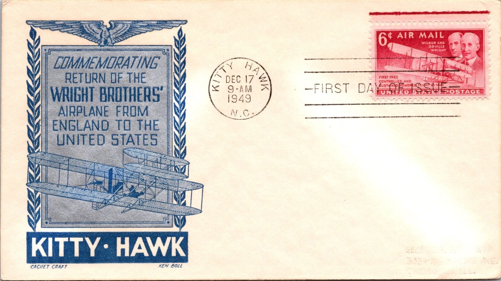 1949 FDC - Wright Brothers - Kitty Hawk, NC - F34653 | United States ...