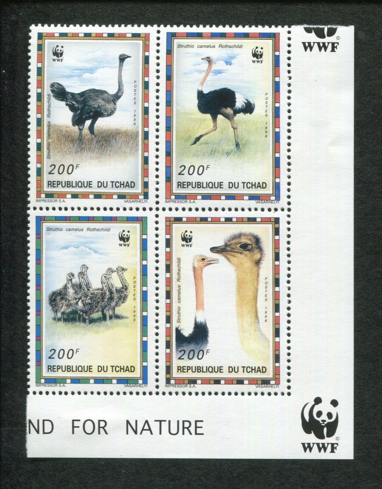 1996 Chad Postage Stamps #693a-d World Wildlife Foundation - WWF ...