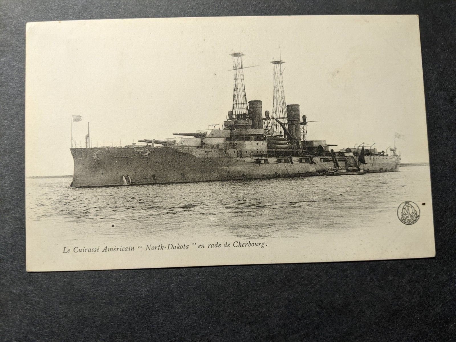 Battleship USS NORTH DAKOTA BB-29 Naval Postcard 1919 CHERBOURG, FRANCE ...