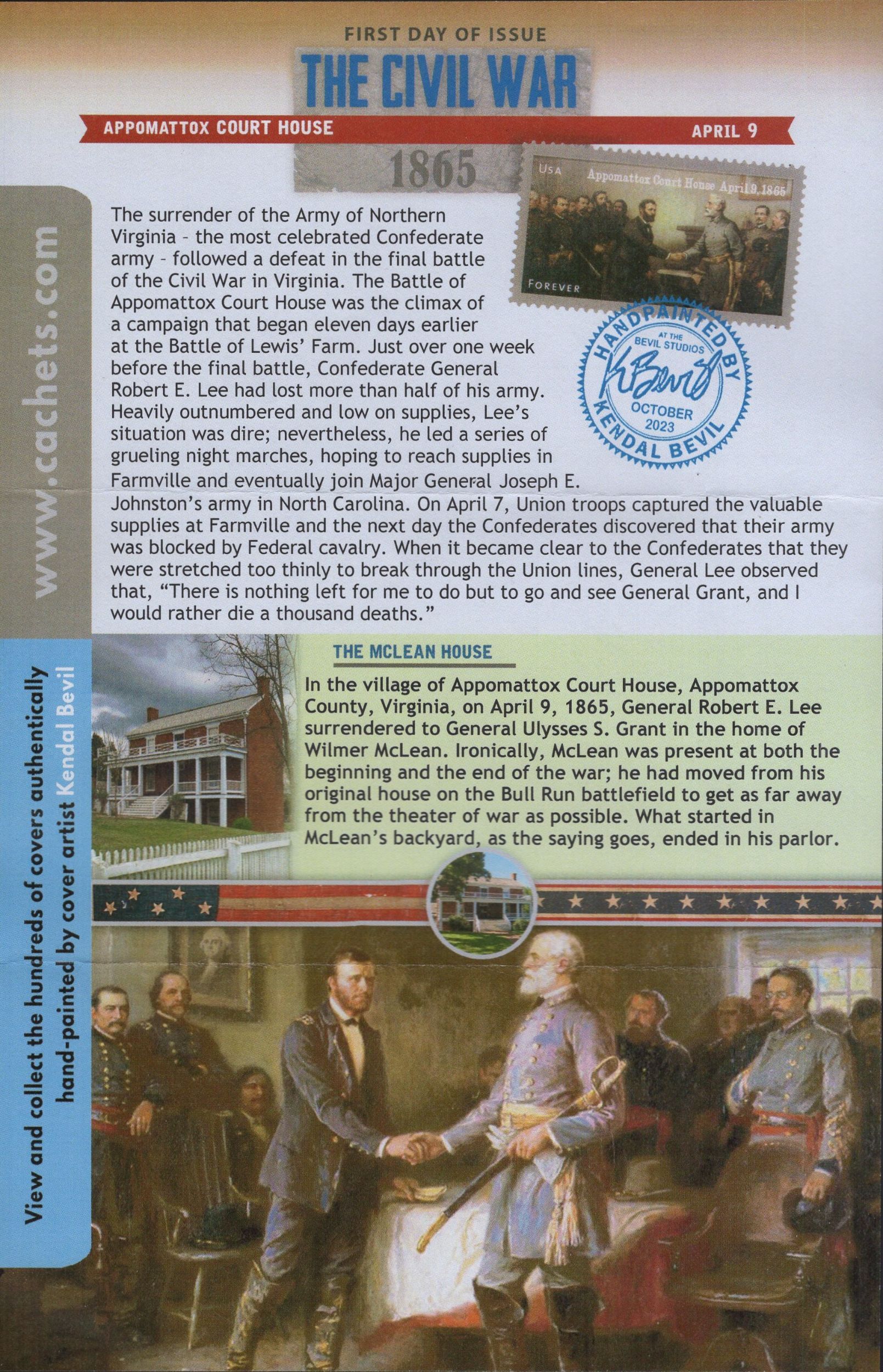 Set of 2 Kendal Bevil Hand Painted FDCs for the 2015 The Civil War ...
