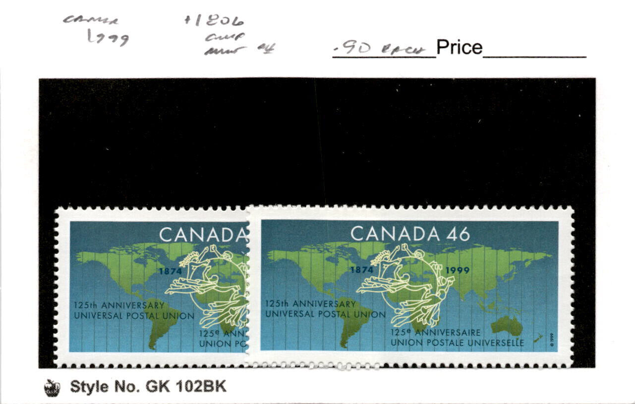 Canada, Postage Stamp, #1806 (2 Ea) Mint NH, 1999 Globe Map (AB ...