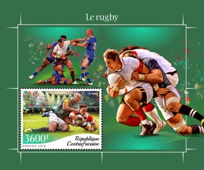 Central Africa - 2018 Sport of Rugby - Stamp Souvenir Sheet - CA18611b ...