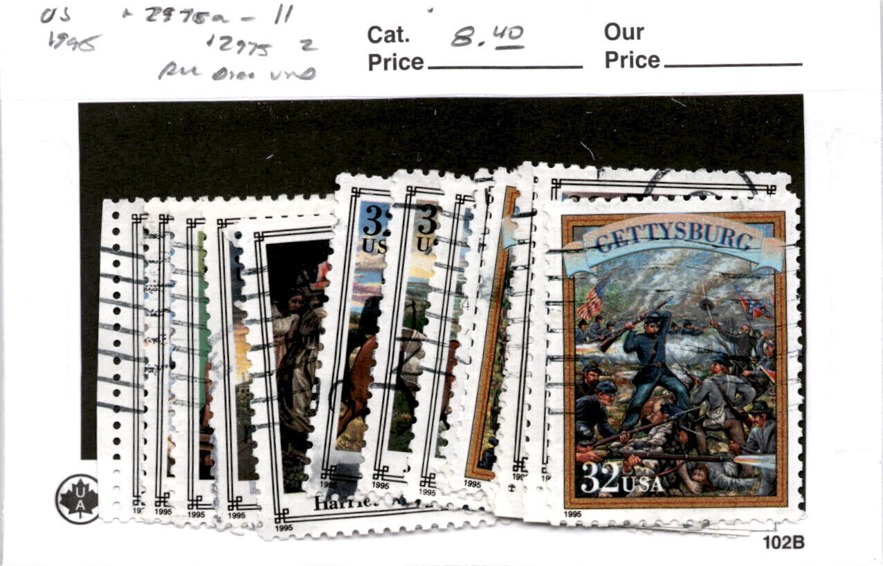 United States Postage Stamp, #2975 Used (13 Different), 1995 Civil War ...