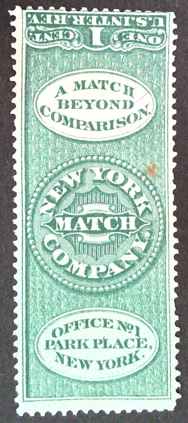 Scott#RO138b - 1c Green - Silk Paper - New York Match Co. | United ...