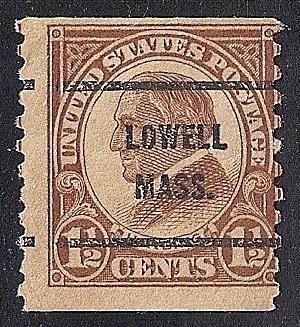 598 1 1/2 cent Harding, Brown Precancel Coil Stamp used F / HipStamp