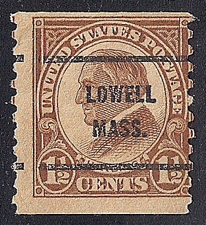 598 1 1/2 cent Harding, Brown Precancel Coil Stamp used F / HipStamp
