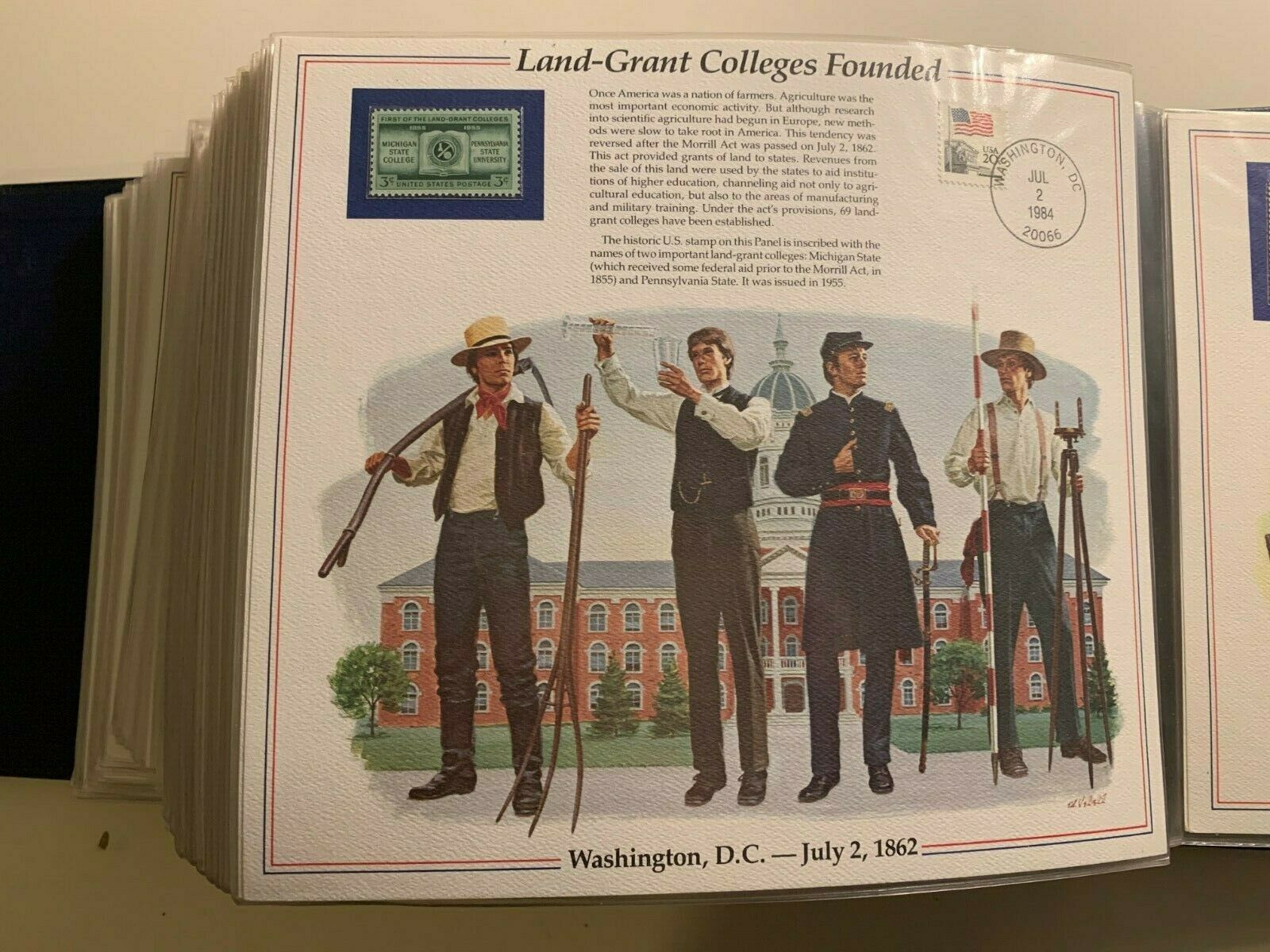 the history of American stamp panel: Land-grant college founded ...