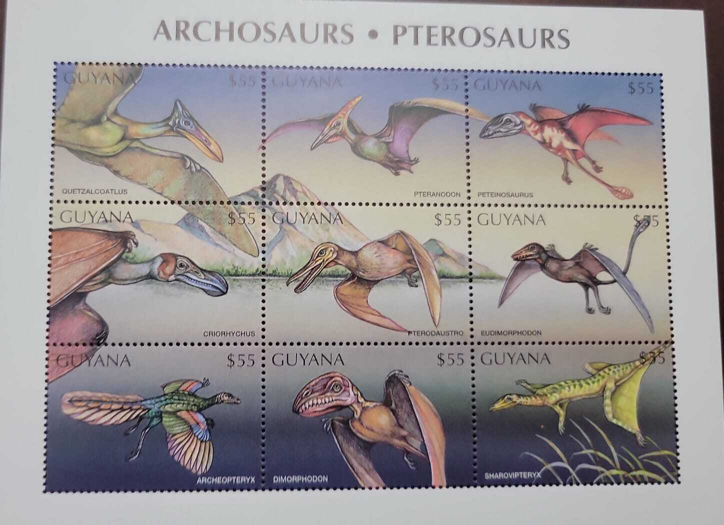 P) 1998 Guyana, Prehistoric Animal, Archosaurs and Pterosaurs ...