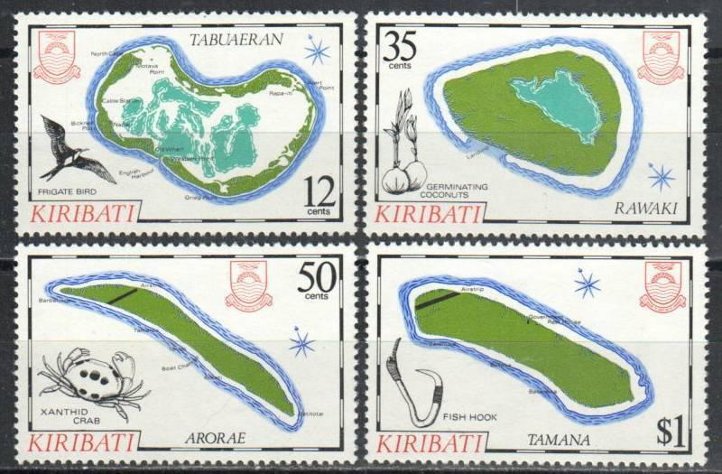 Kiribati Stamp 456-459 - Maps of Islands | Australia & Oceania ...